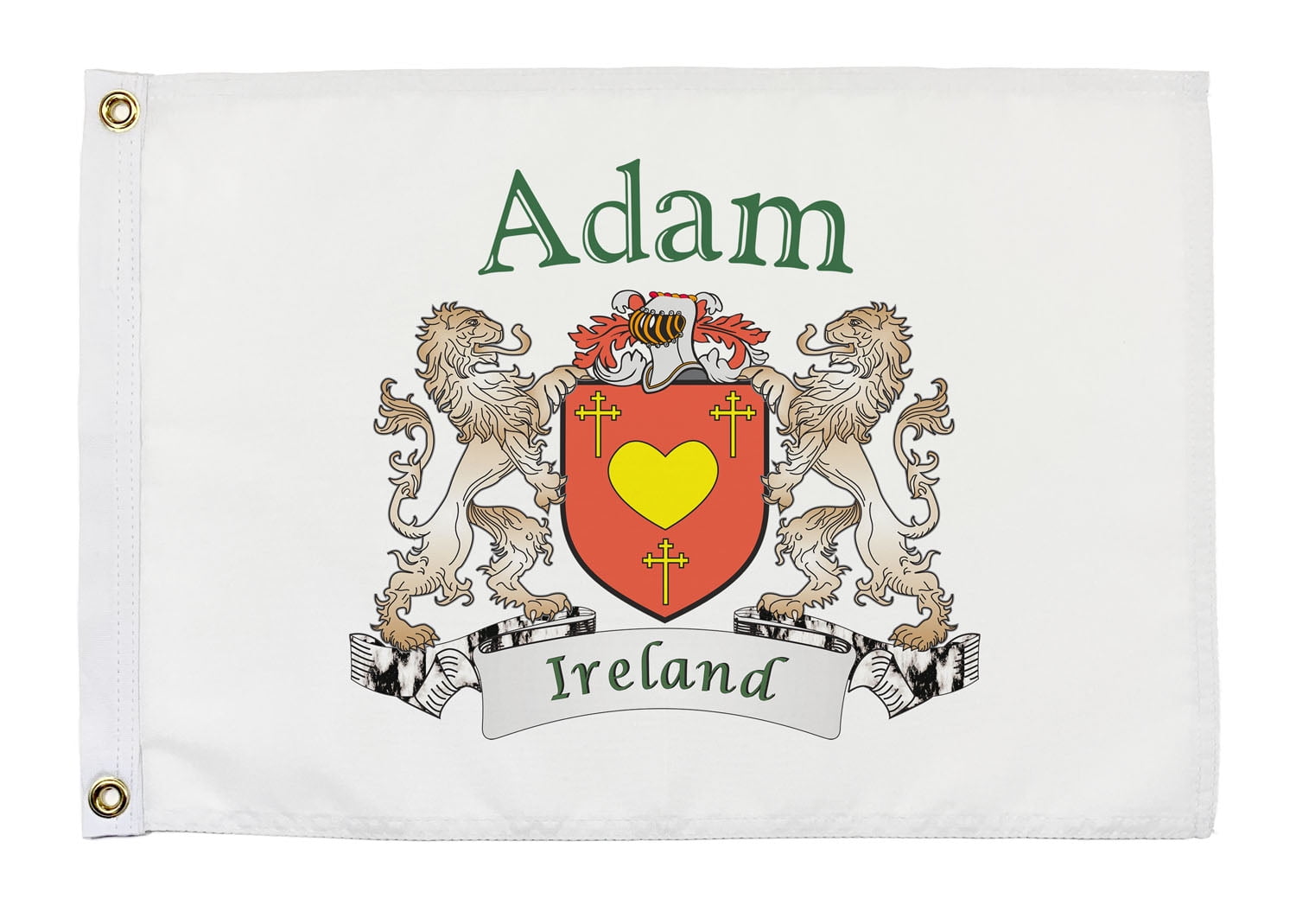 Adam Irish Coat of Arms Small White Flag - 16"x10.5" inches - Walmart.com
