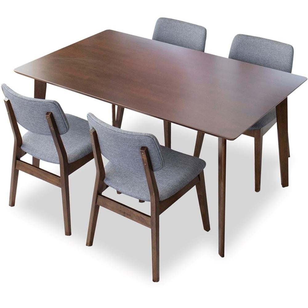 Adam Modern Solid Wood Walnut Dining Room & Kitchen Table and Chair Set ...