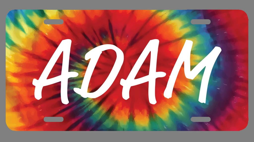 Adam Name Tie Dye Style License Plate Tag Vanity Novelty Metal | UV ...