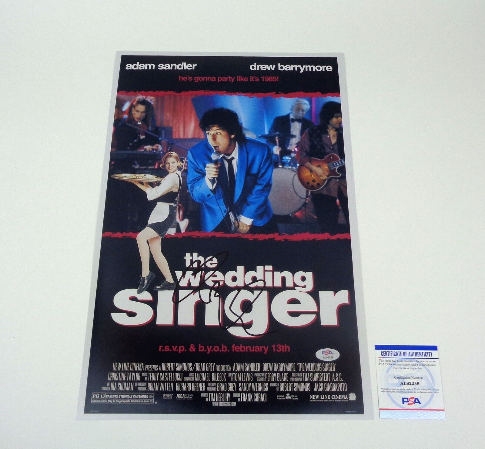 Pre-Owned Adam Sandler Signed Autograph The Wedding Singer Movie Poster ...