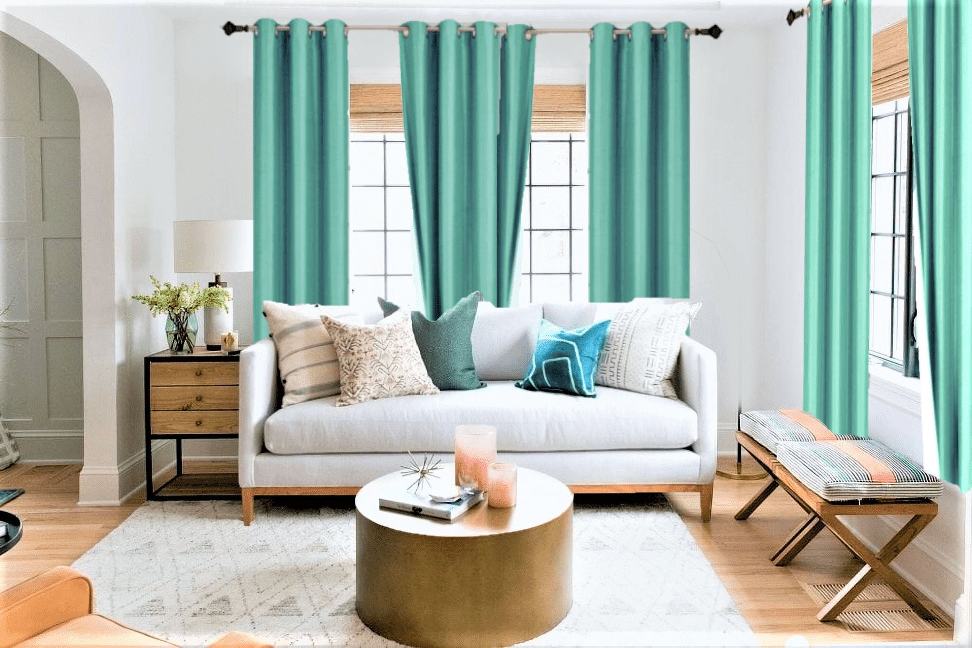 Adam Set of 2 Panels Grommet Top, Blackout Faux Silk Mint Window ...