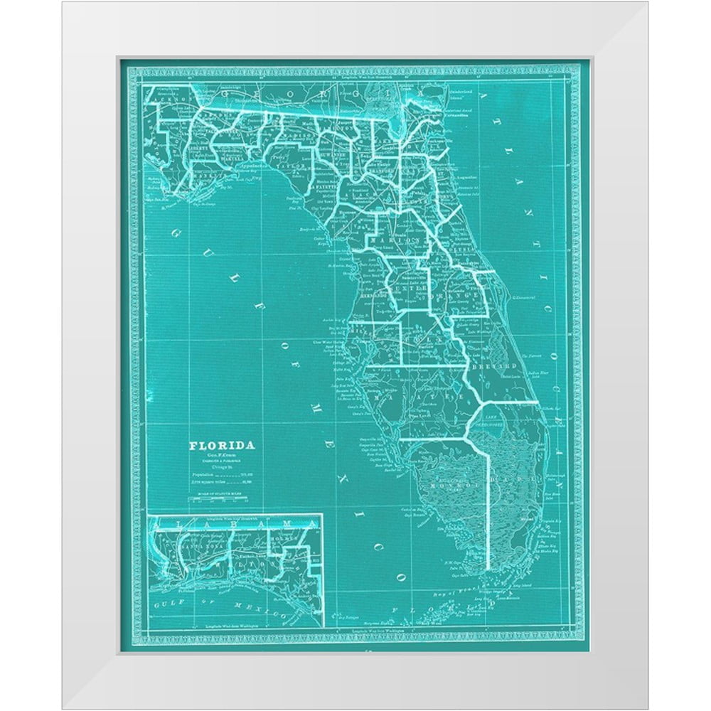 Adam Shaw Cartography 12x14 White Modern Wood Framed Museum Art Print ...
