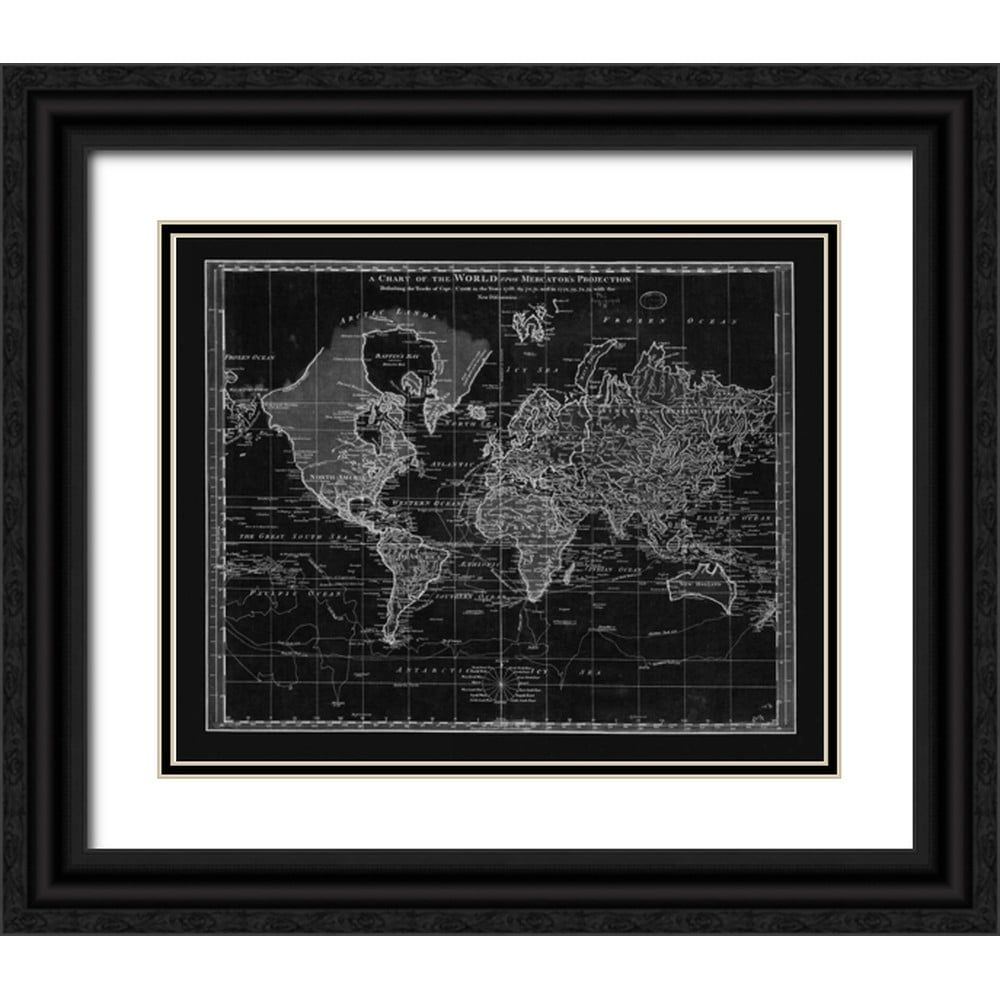 Adam Shaw Cartography 14x12 Black Ornate Wood Framed with Double ...