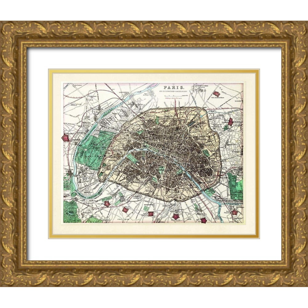 Adam Shaw Cartography 32x26 Gold Ornate Wood Framed with Double Matting ...