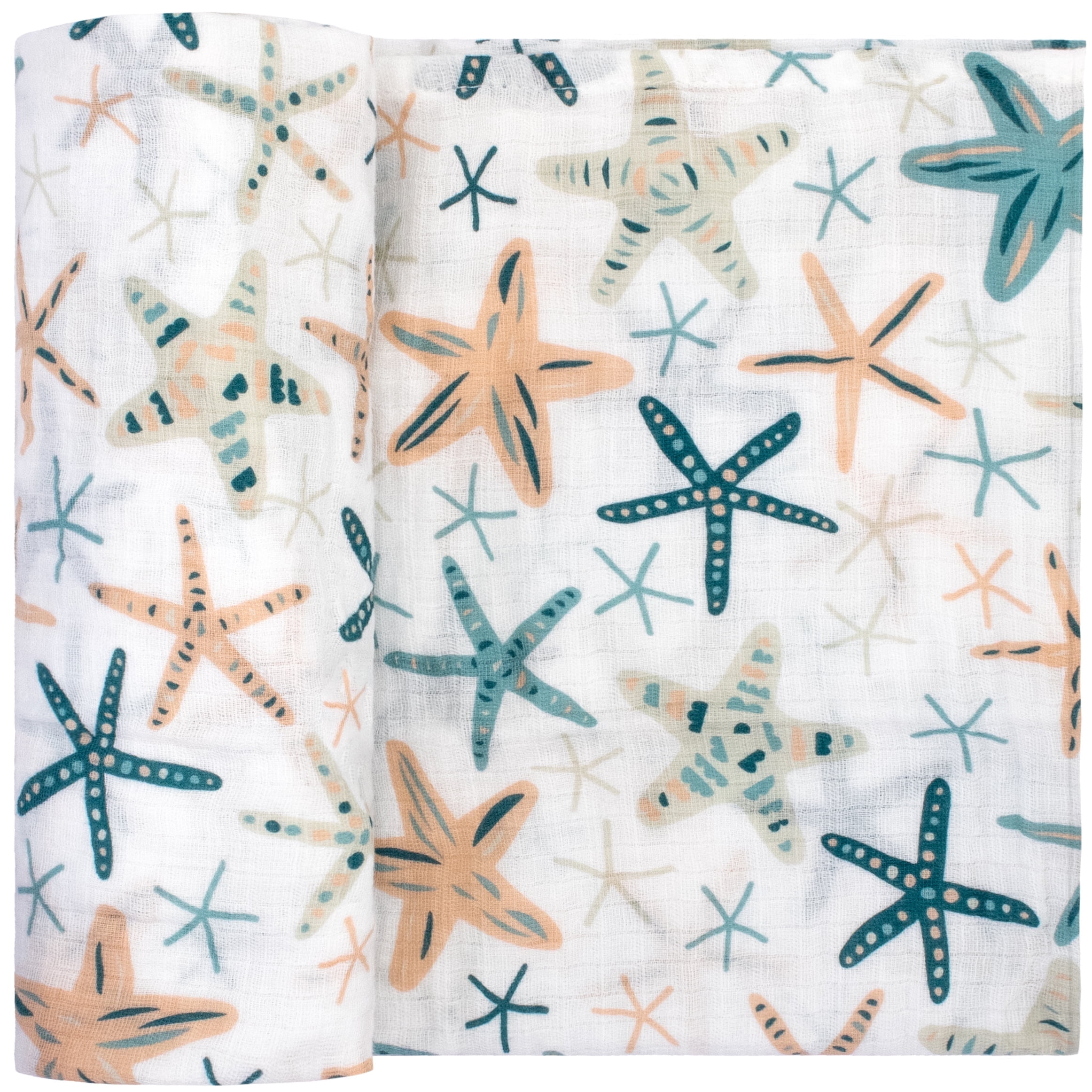 Adam Stork Organic Cotton Muslin Baby Swaddle Blanket - Coastal Unisex ...