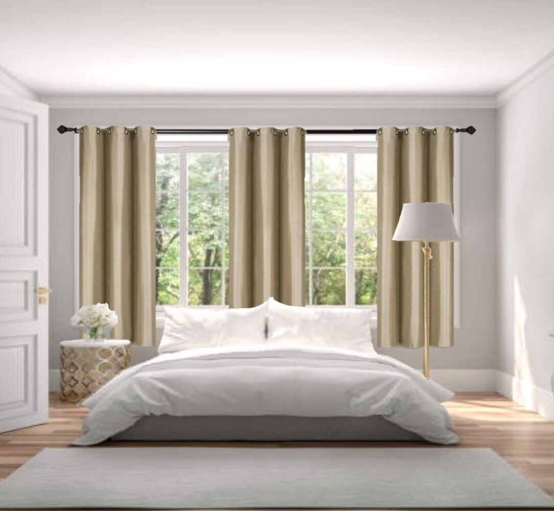 Adam Taupe Color Set of 2 Panels Drapes Thermal Blackout Noise Reduce ...
