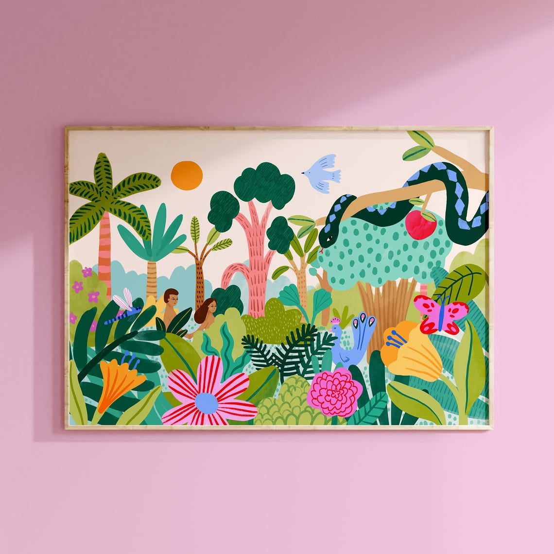 Adam and Eve Garden of Eden Bible Story Wall Decor, Unframed Canvas ...