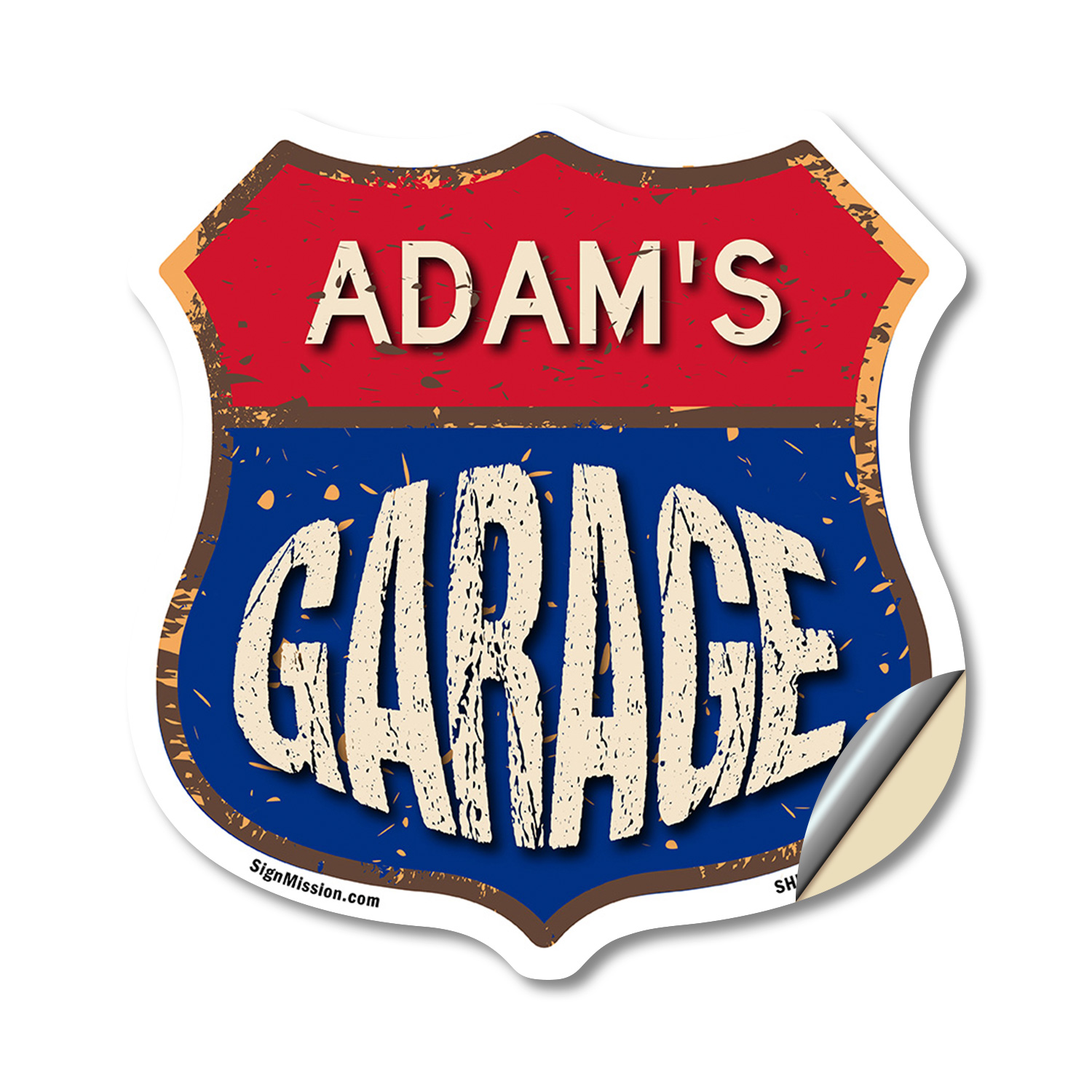 Adam's Garage 12 inch X 12 inch Shield Shaped Heavy Duty 3.2 mil Vinyl ...