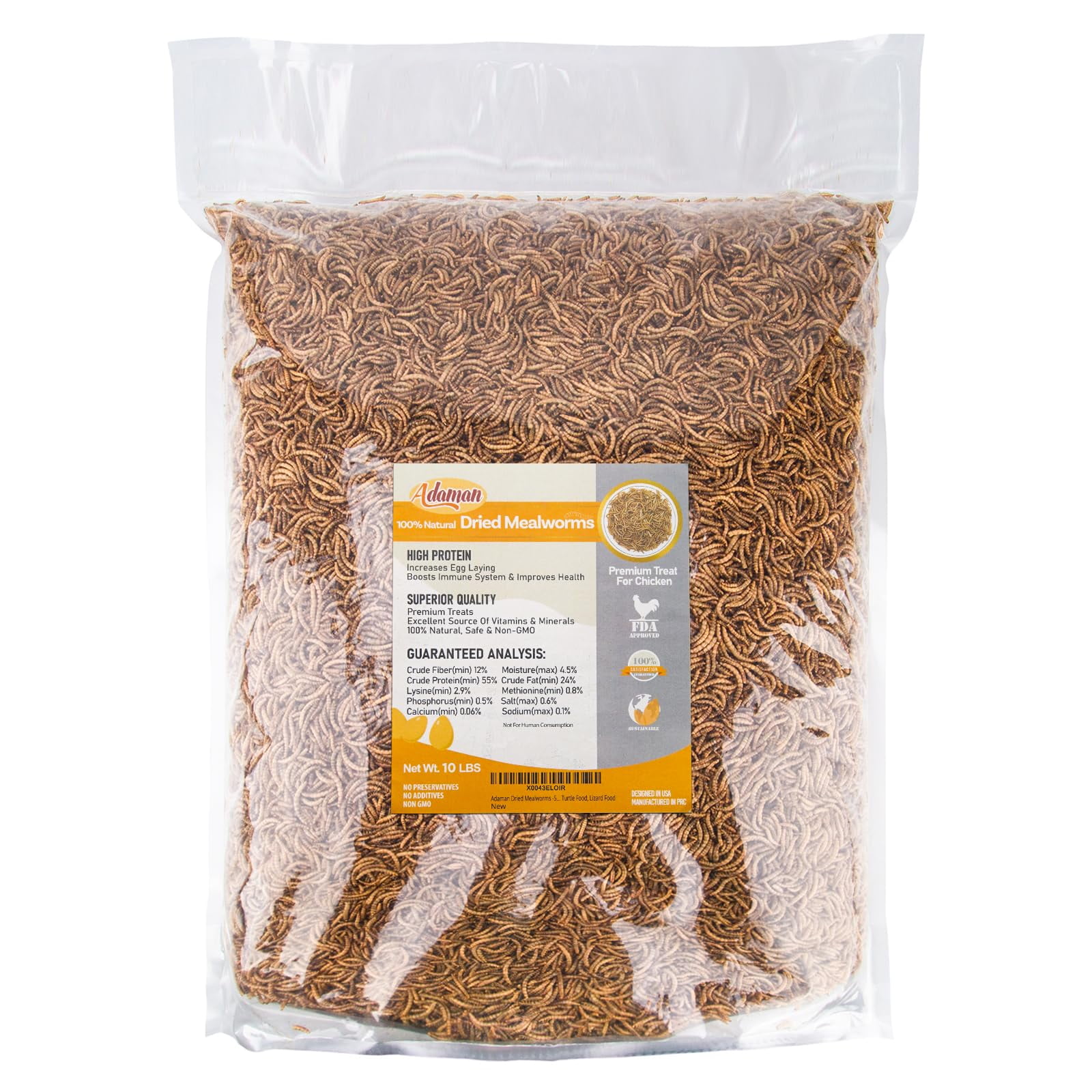 Adaman Dried Mealworms -10 LBS- 100% AIS1 Natural Non GMO High Protein ...