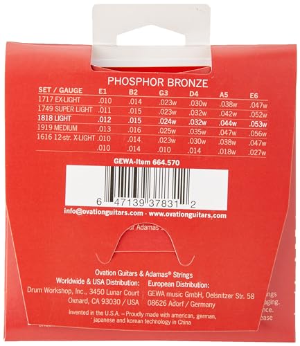 Adamas Acoustic Guitar Strings Historic Reissue Phosphor Bronze Light ...