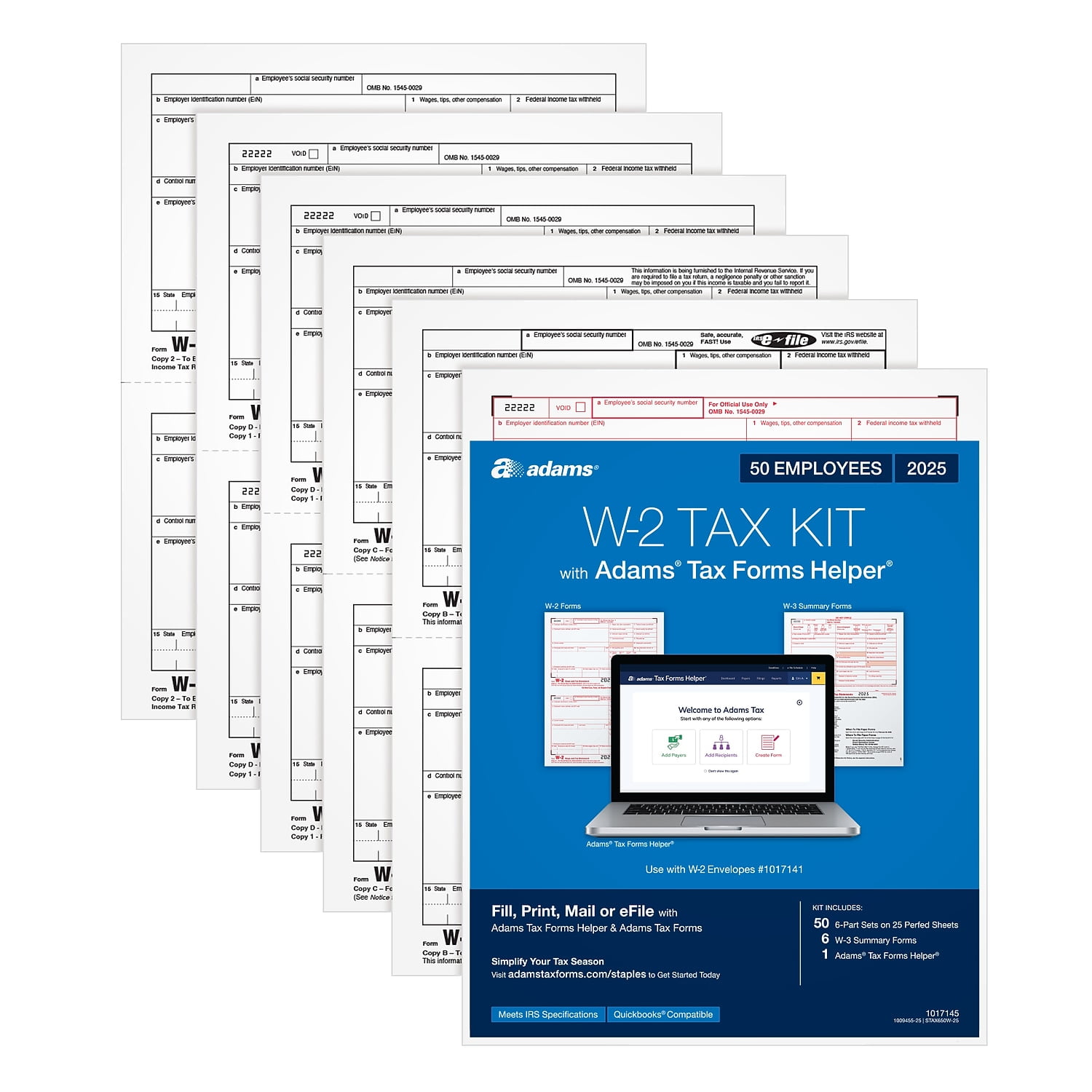 Adams 2025 W-2 Tax Forms Includes W-3 Forms 6-Part 2-Up 50/Pack ...