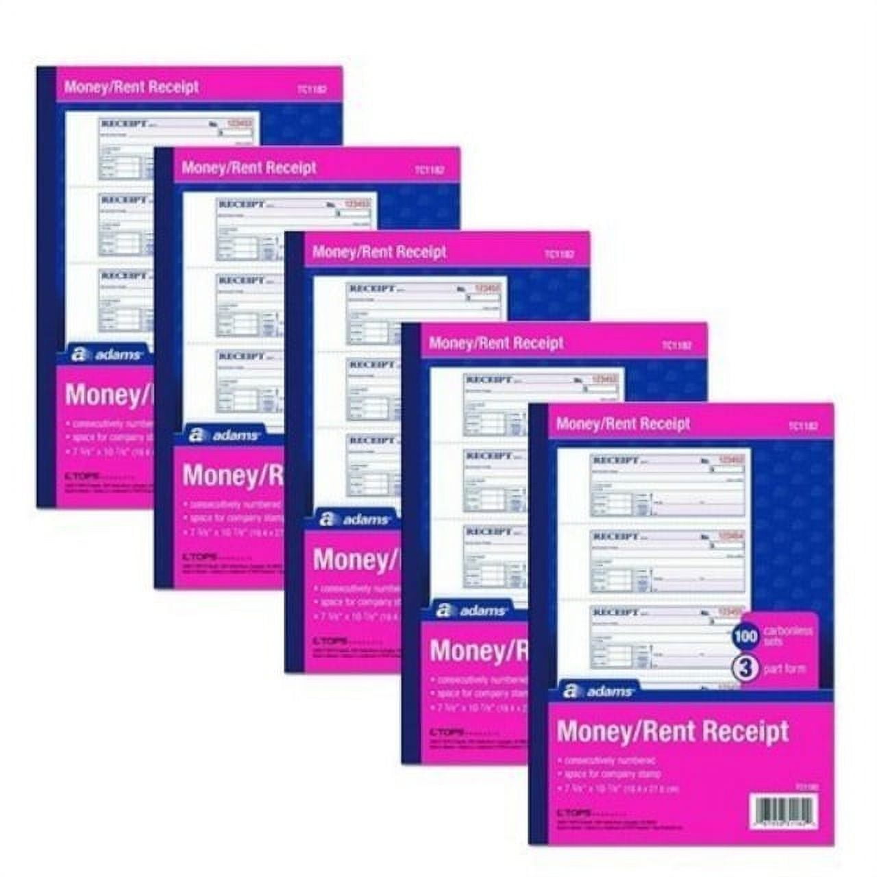 Adams 3-Part Carbonless Receipt Book, 100 Sets/Book, 5 Books, 500 Sets ...