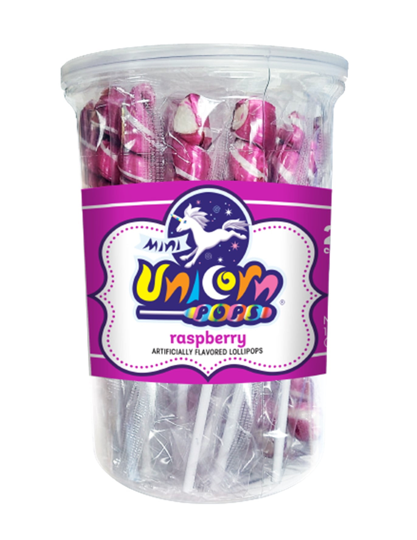 Adams & Brooks Dark Pink & White Raspberry Mini Unicorn Pop - 24 Count ...