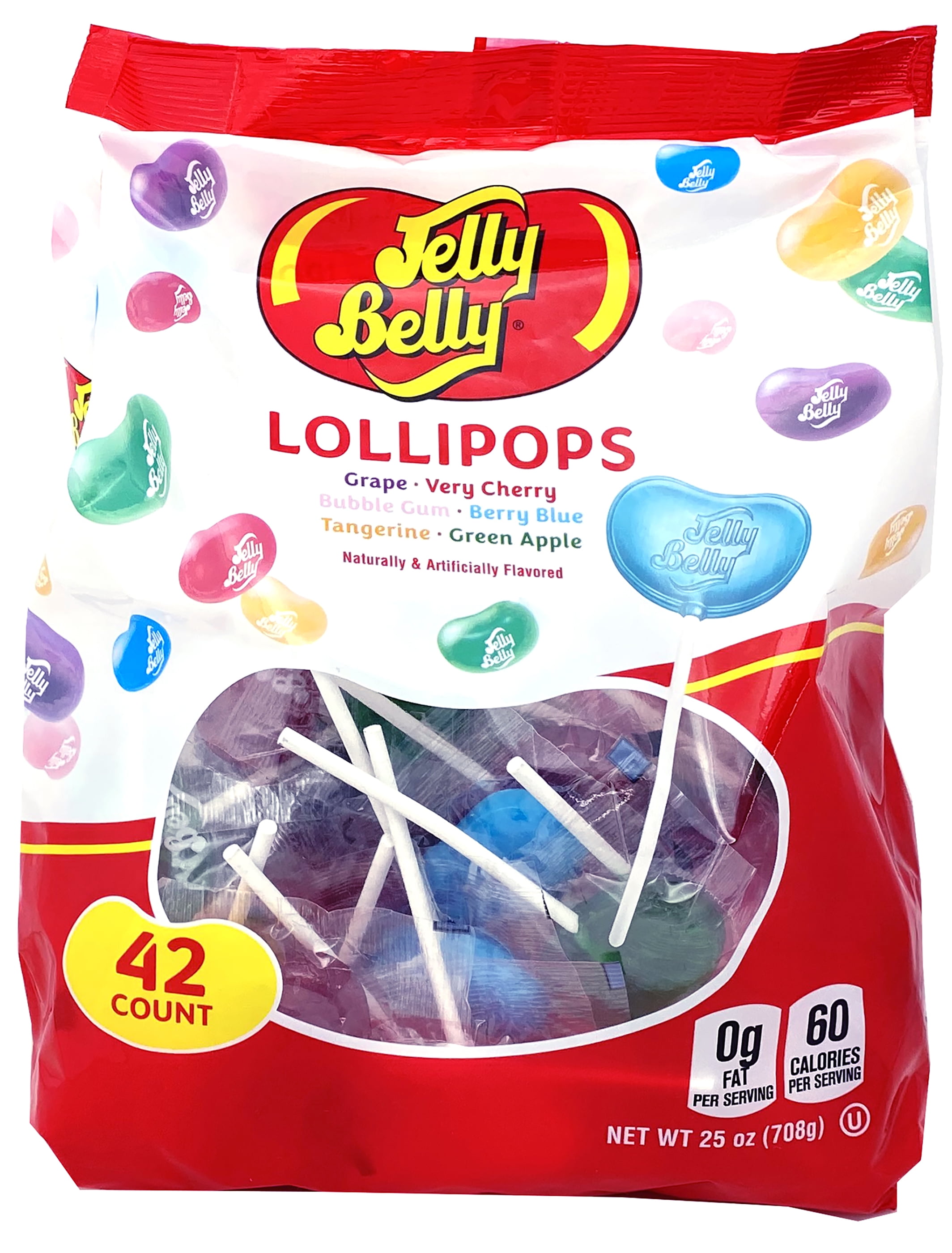 Adams & Brooks Jelly Belly Lollipops, 42 Count Pack - Classic Flavors ...