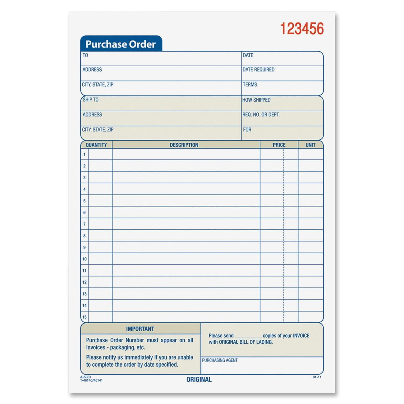Adams Carbonless Purchase Order Statement-2PK - Walmart Business Supplies