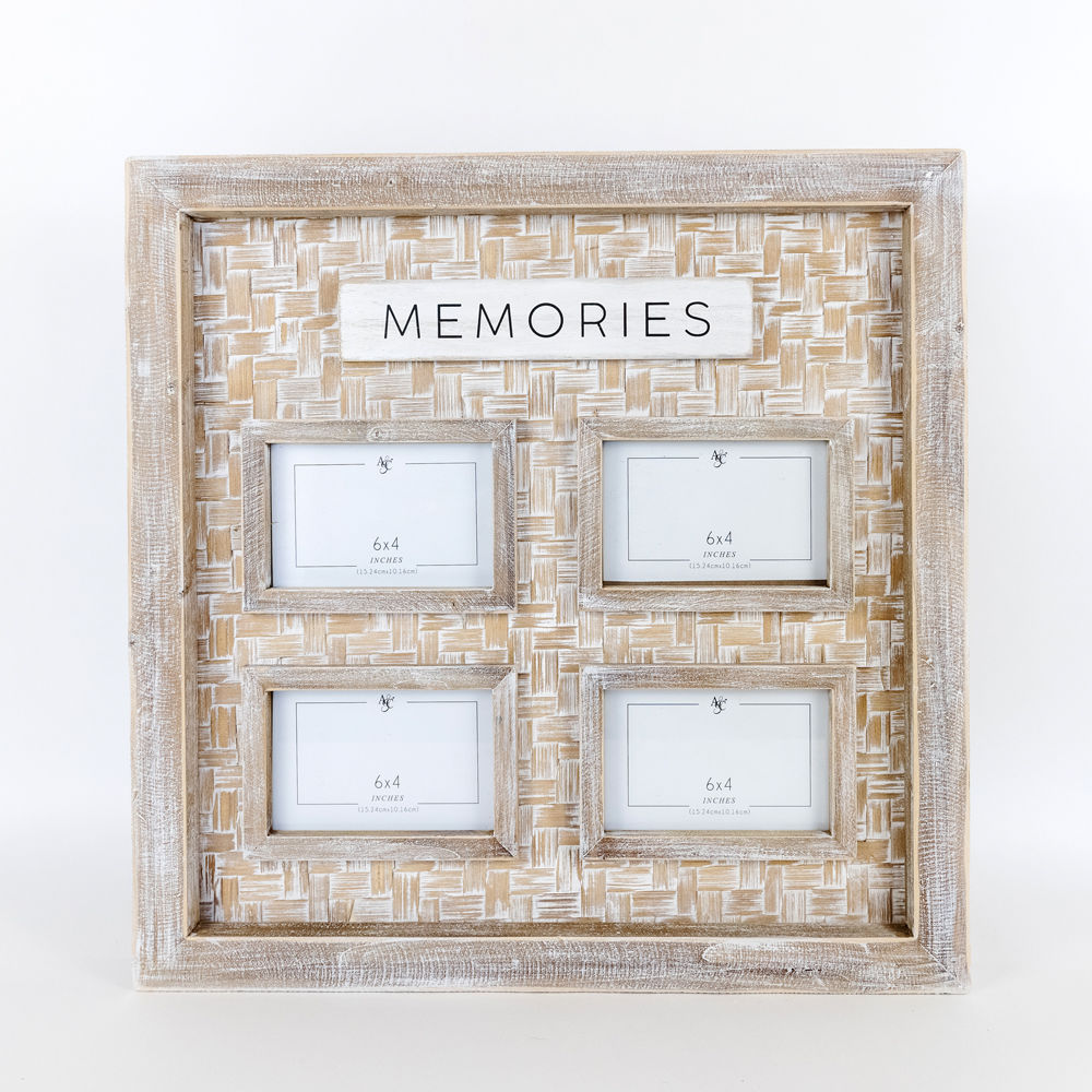 Adams & Co - 20" x 20" x 2" Bamboo Wood Photo Frame (MEMORIES ...