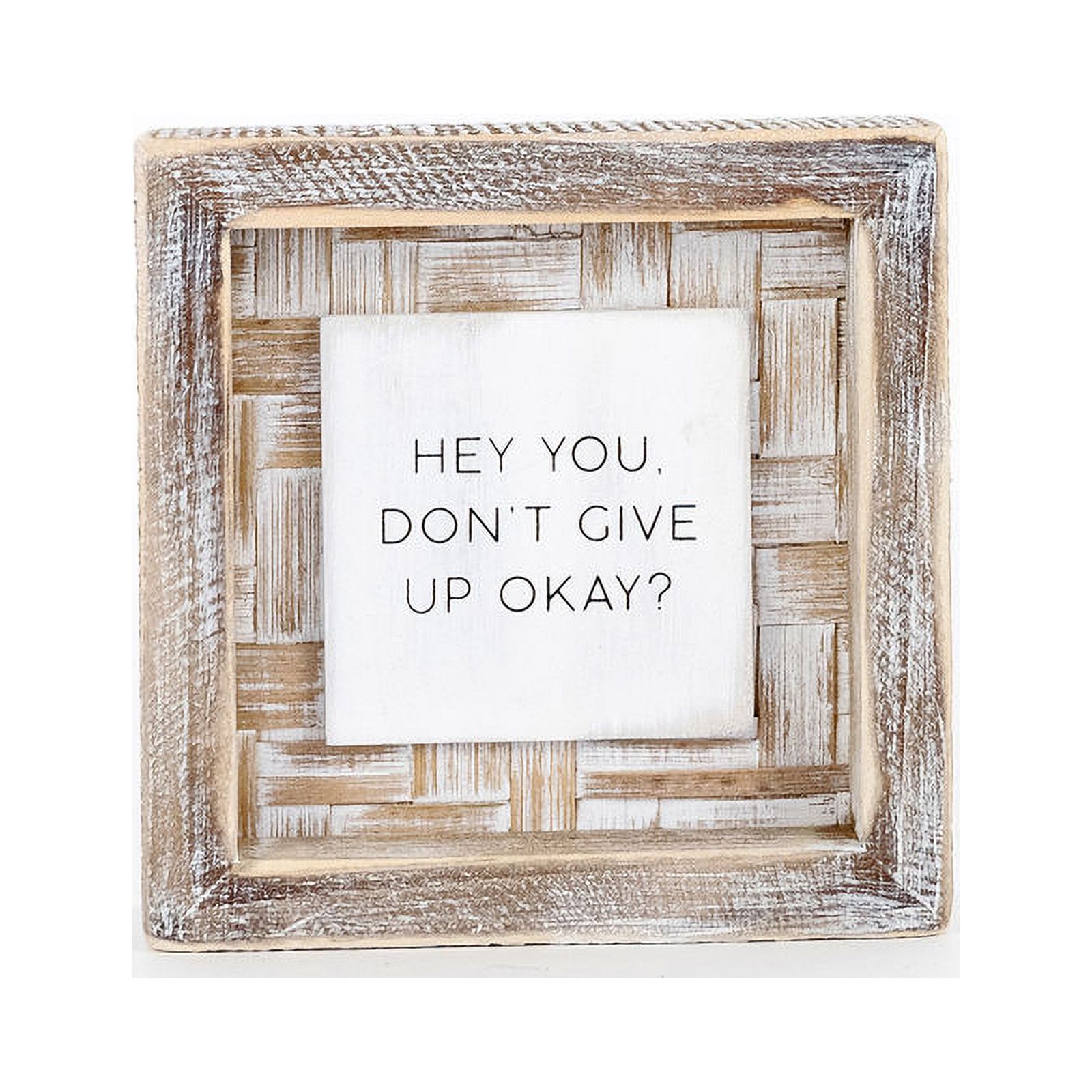 Adams & Co - 5" x 5" x 1.5" Bamboo Wood Framed Sign (HEY YOU) - Walmart.com