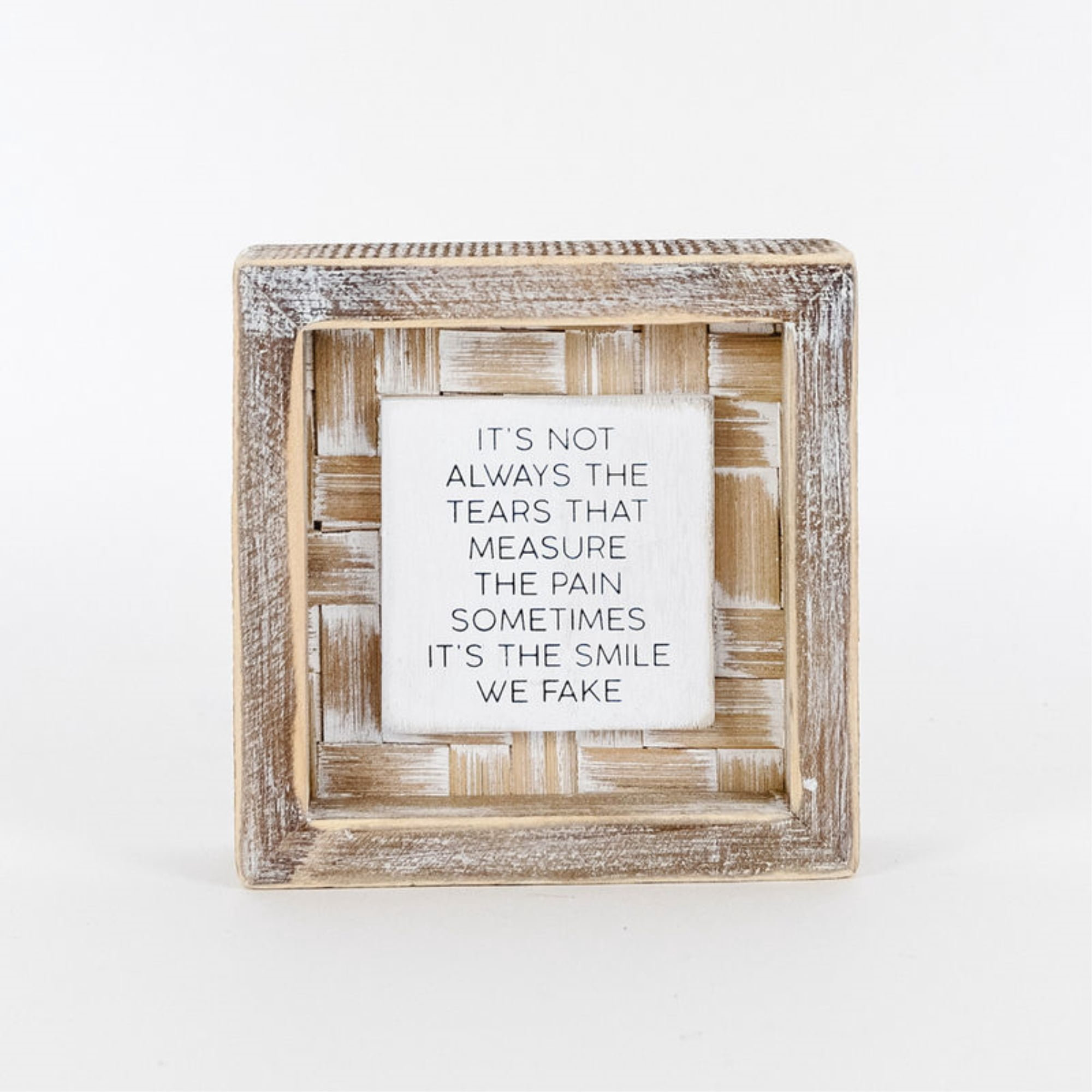 Adams & Co - 5" x 5" x 1.5" Bamboo Wood Framed Sign (SMILE) - Walmart.com
