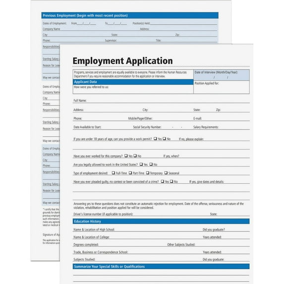Adams Easy-to-Use Application for Employment Forms, 11.20 x 8.60 x 0.30 ...