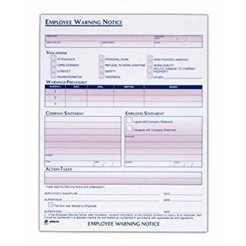 Printable Employee Warning Form