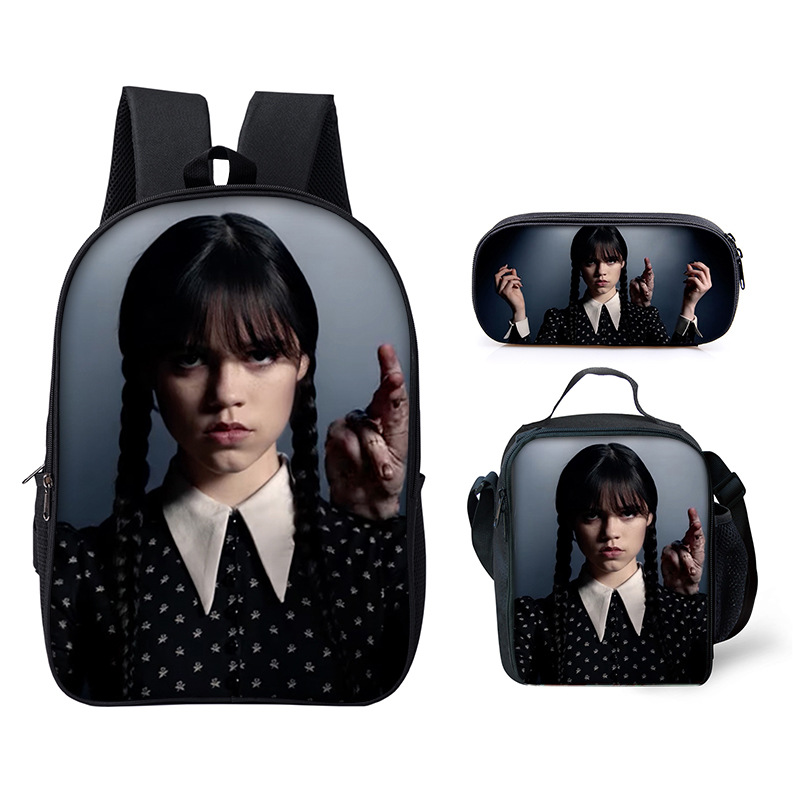 Adams Family Wednesday Three-Piece Backpack Printed Cartoon Pattern ...