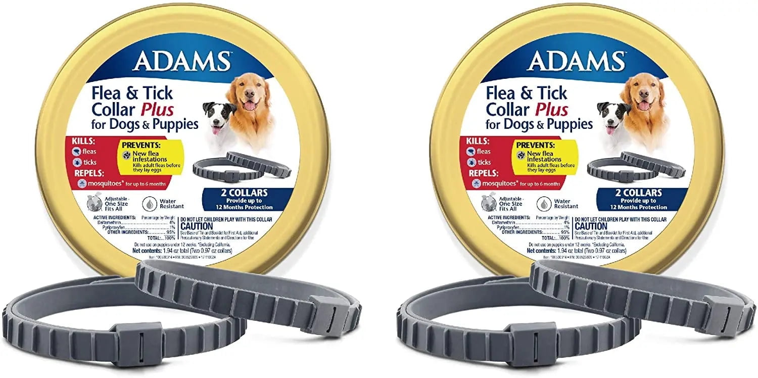 Adams Flea & Tick Collar Plus Treatment for Dogs & Puppies, 2CT 2-Pack ...