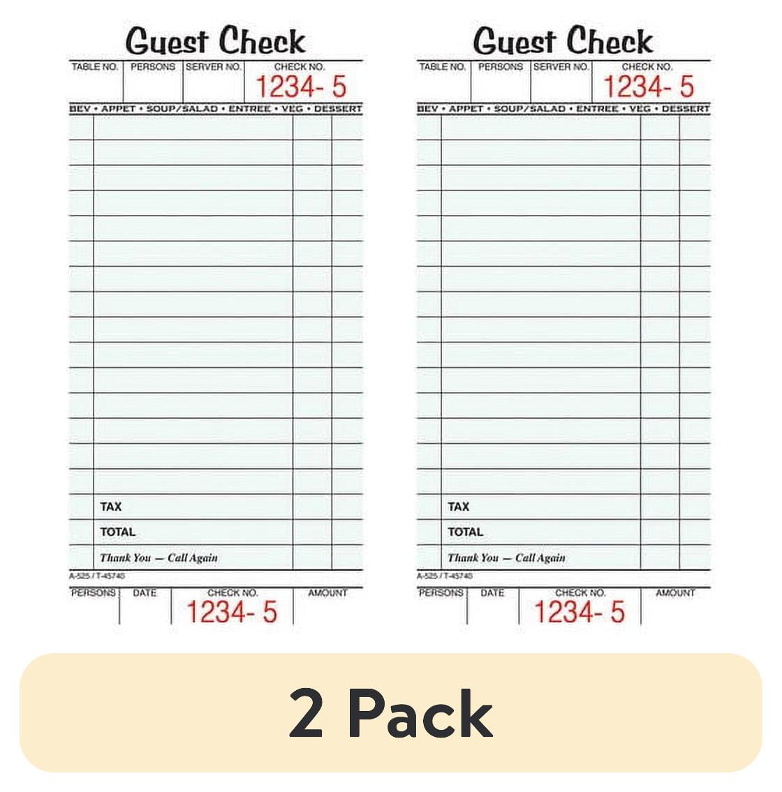 (2 pack) Adams Guest Check Form Pads, Single Part, Perforated, 50 ...