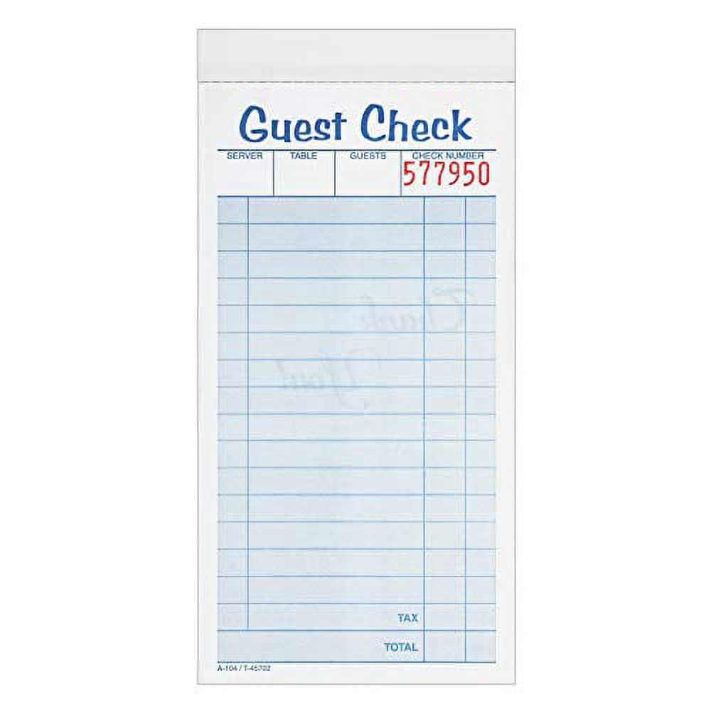 Adams Guest Check Pads, 2-Part, Carbonless, White/Canary, 3-3/8" x 6-3/ ...