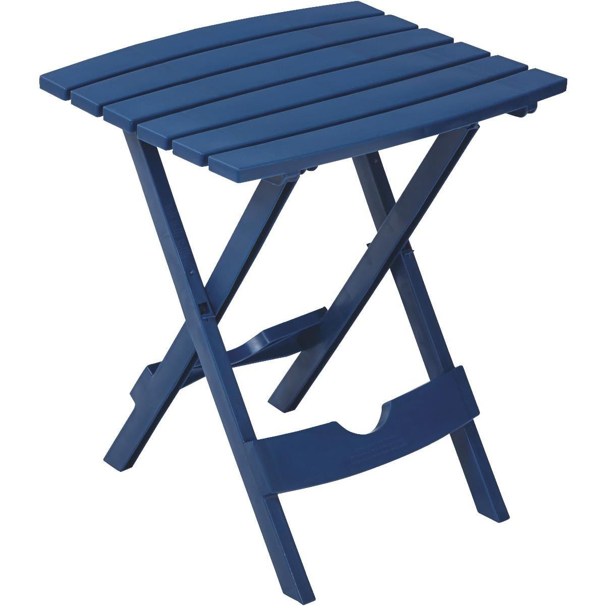 Adams Quik-Fold Plastic Outdoor Patio Foldable Side Table, Monaco Blue ...