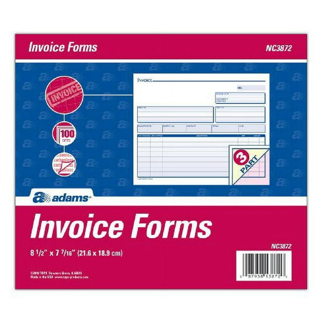 Adams Invoice Unit Sets, 7.44 x 8.5 Inches, 3-Part, Carbonless, White ...