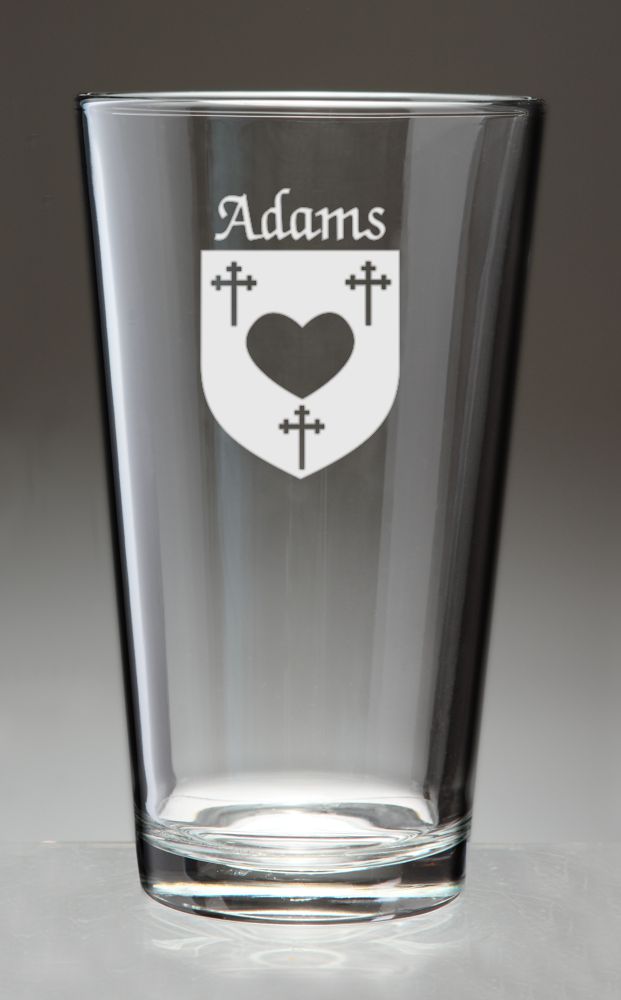 Adams Irish Coat of Arms Pint Glasses - Set of 4 (Sand Etched ...