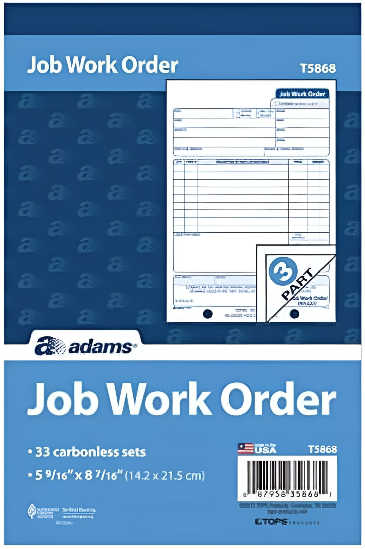 Adams Job Work Order Book, 3-Part Carbonless, 5-9/16 x 8-7/16 Inches ...