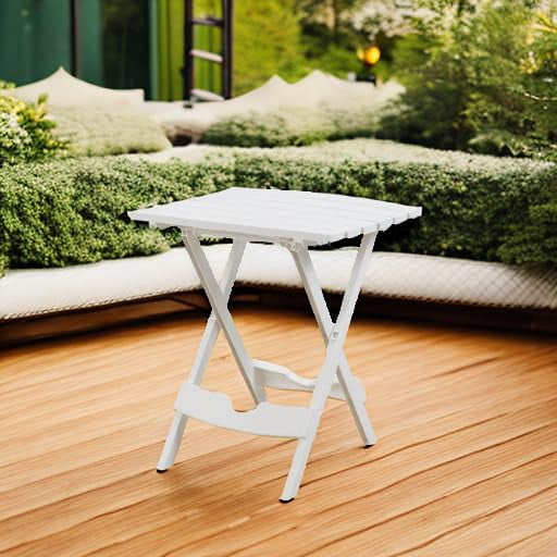 Adams Manufacturing, White Quik Fold Patio Side Table, Resin, One Size ...