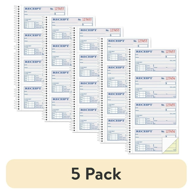 (5 pack) Adams Money And Rent Receipt Book, 2-Part Carbonless, 5-1/4 X ...