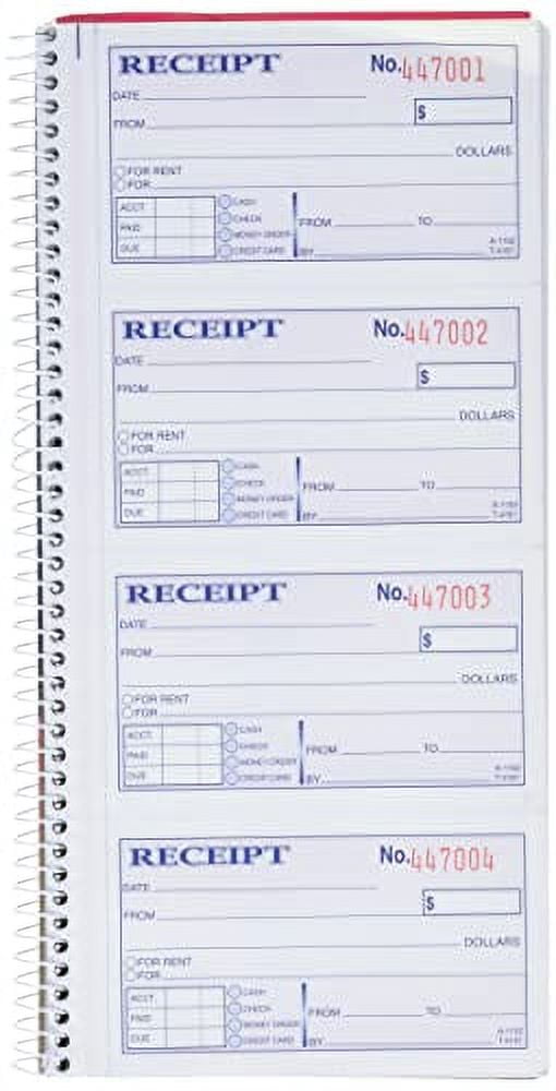 Adams Money and Rent .. Receipt Book, 2-Part Carbonless, .. 5-1/4" x 11 ...
