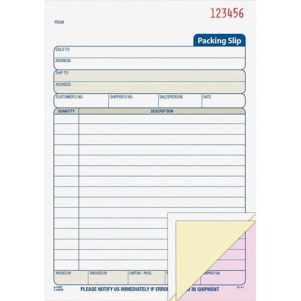 Adams Packing Slip Book 3 PartCarbonless Copy - 5 1/2" x 8 2/5" Sheet ...