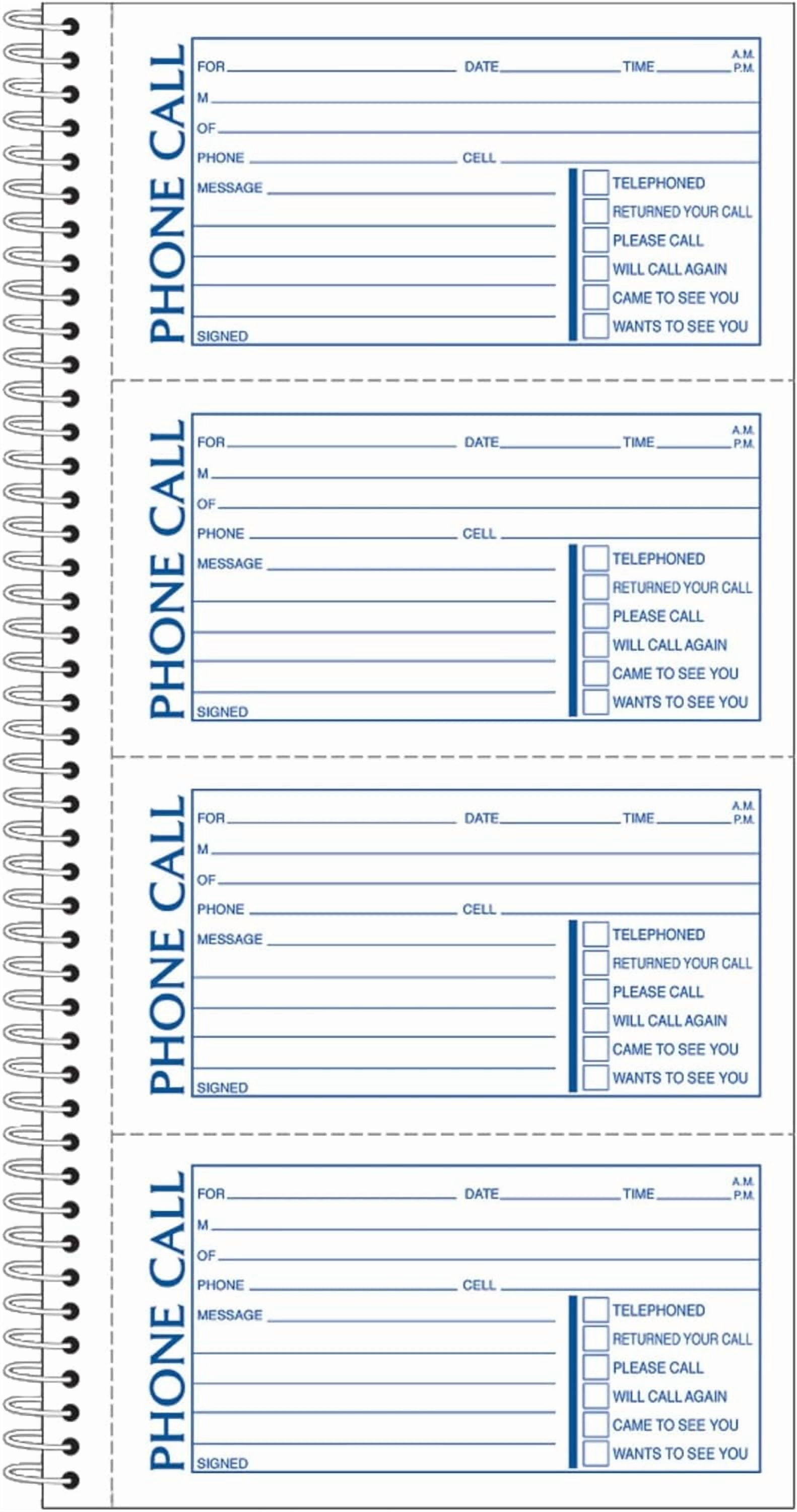 Adams Phone Message Book, 5.25 x 11 Inch, Spiral Bound, 2-Part ...