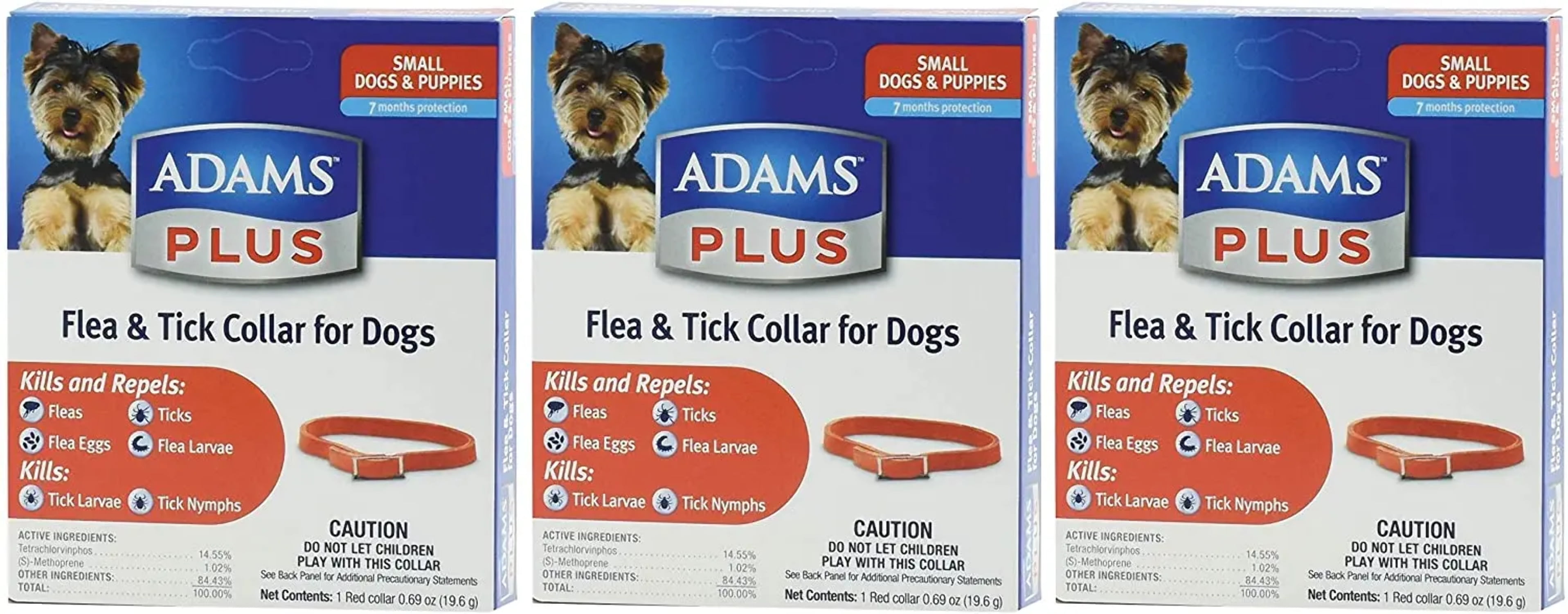 Adams Plus Flea Tick Collar for Small Dogs Puppies 3-Pack - Walmart.com