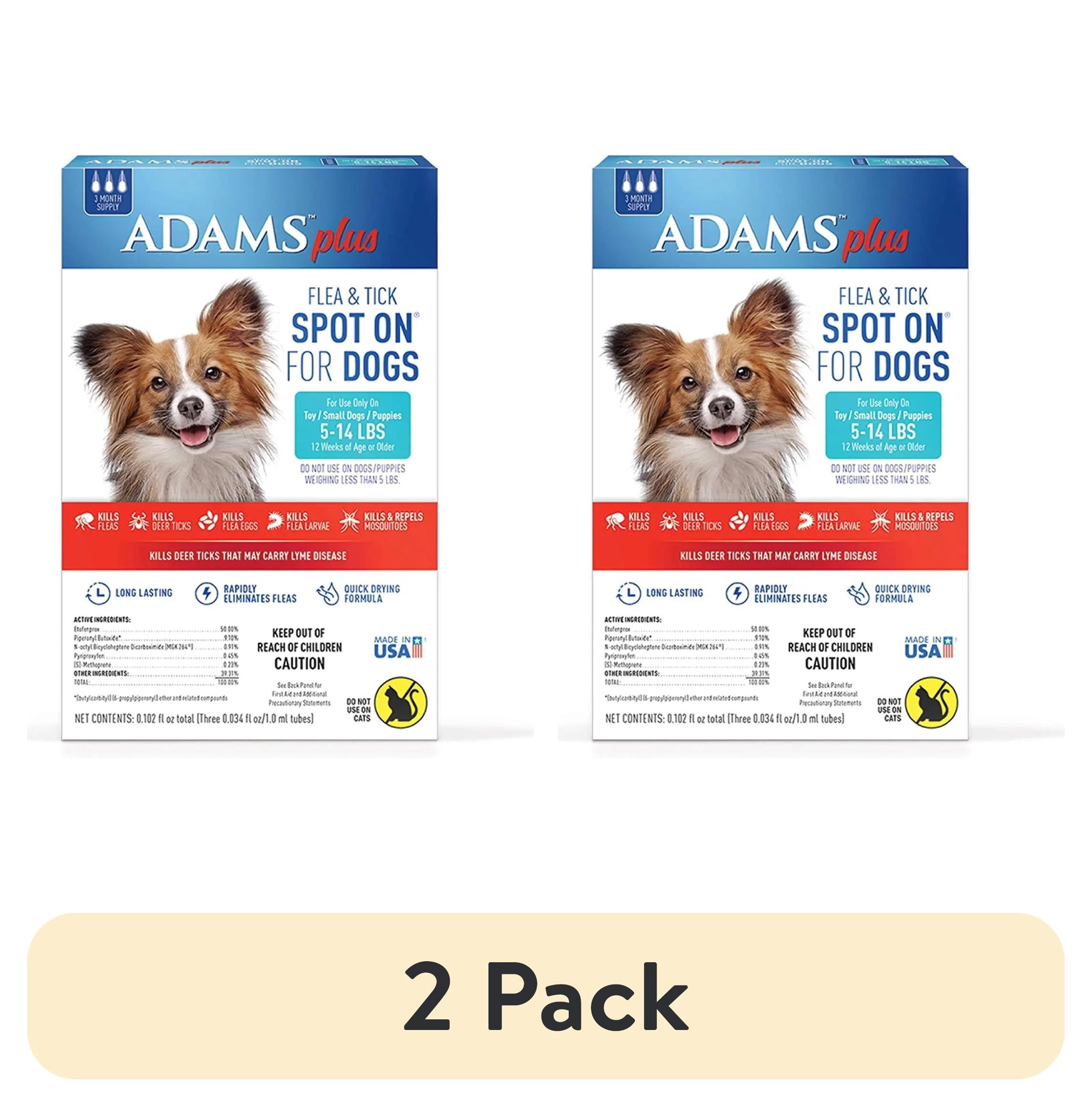 (2 pack) ADAMS Plus Flea & Tick Prevention Spot On for Dogs, Small Dogs ...