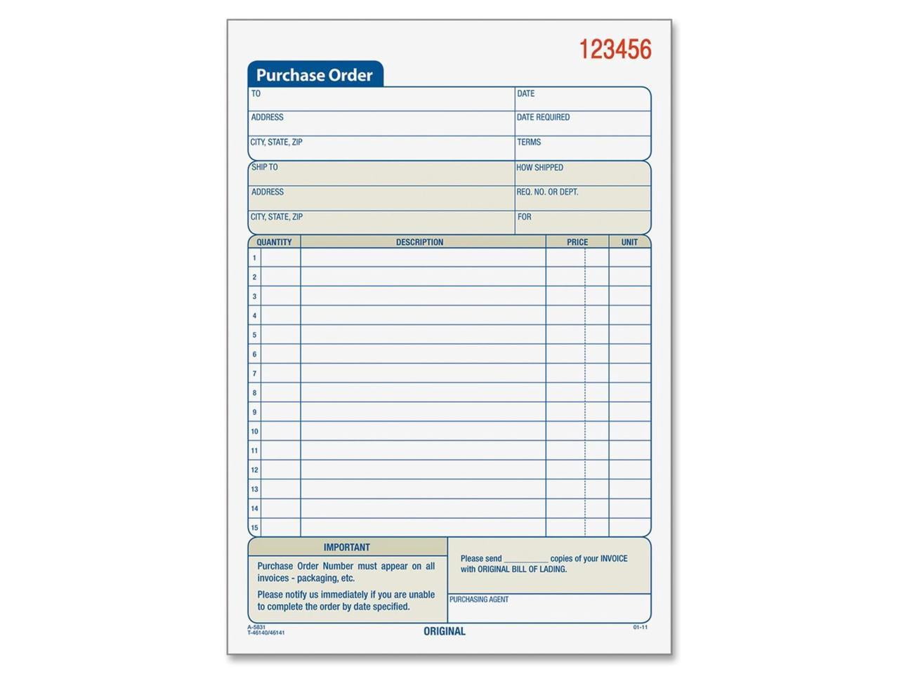 Adams Purchase Order Form - Walmart.com