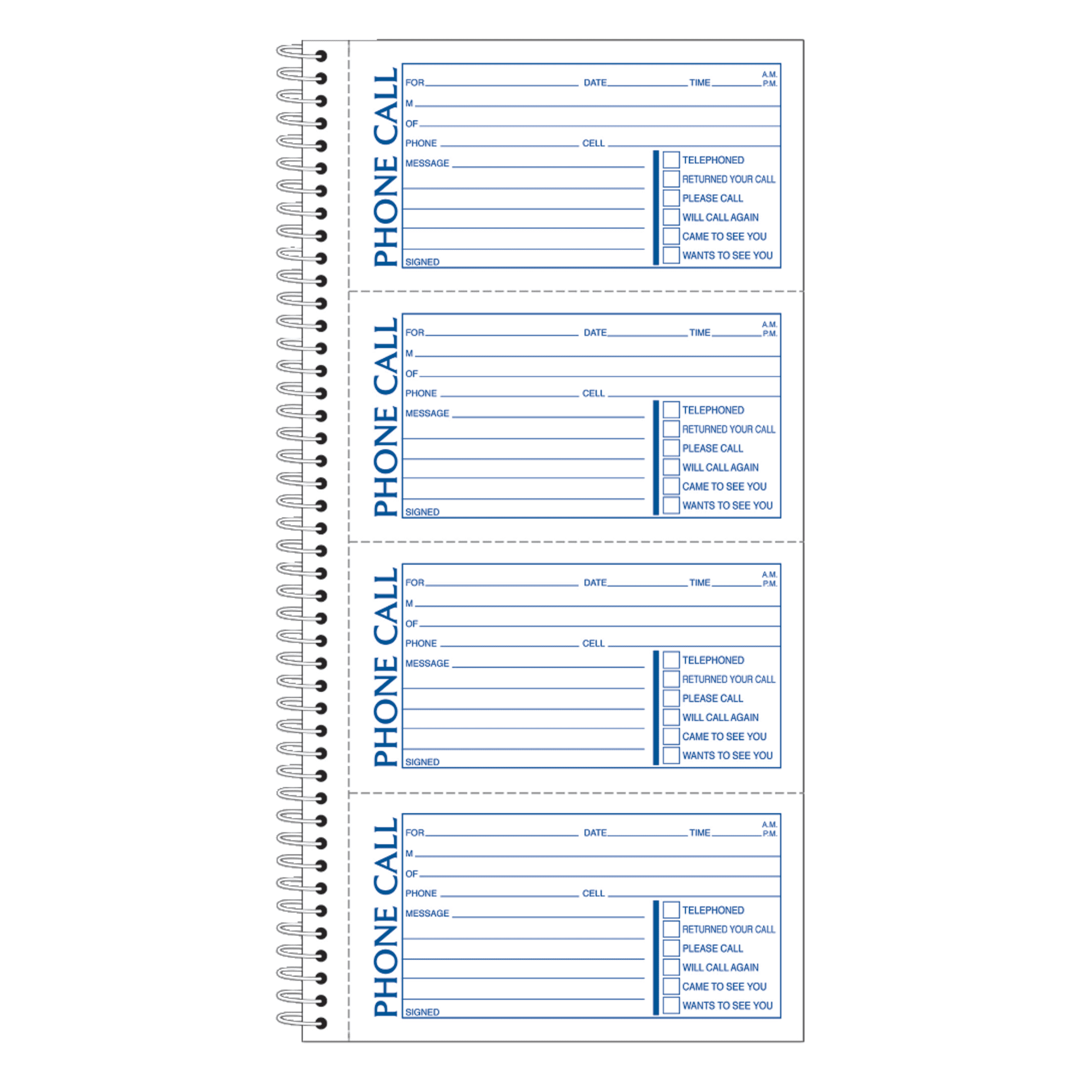 Adams Spiral Bound Phone Message Notebook, 2-Part Carbonless Paper, 400 ...