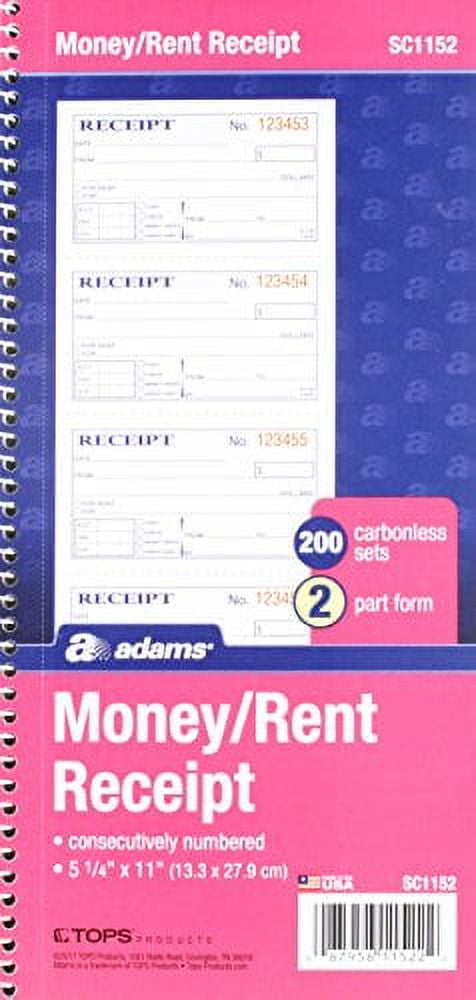 Adams Recordkeeping Blank Receipt Form (SC1152PK) - Walmart.com