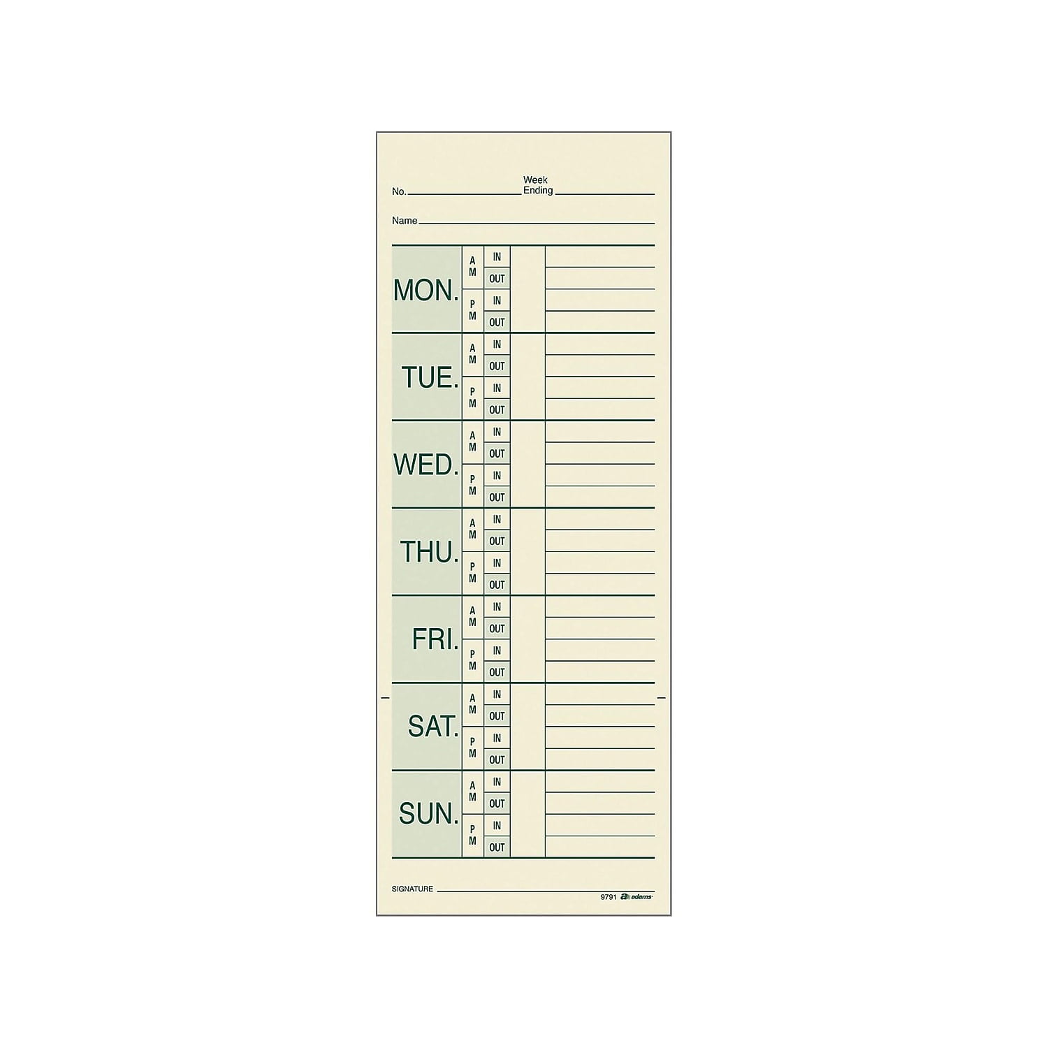 Adams Double-Sided Time Cards, 200/Pack for Pyramid 1000 Time Clock, Durable Manila Stock (9791 ...