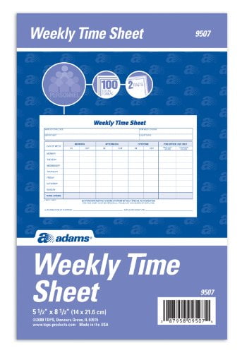 Adams Time Sheets, 2 Pads/Pack, 100 Sheets per Pad, Weekly Tracking of ...