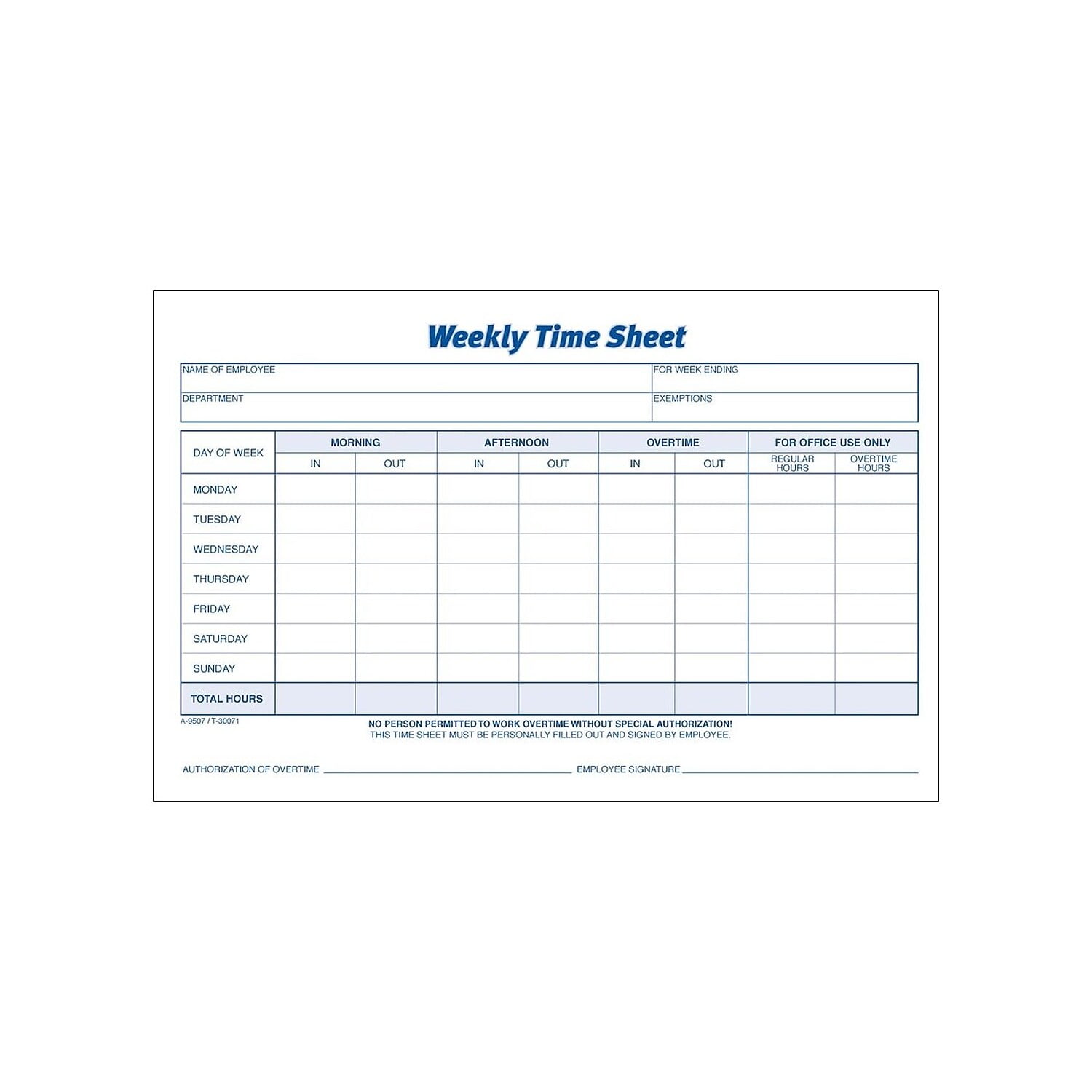 Adams Time Sheets 100/Pad 2 Pads/Pack (ABF 9507ABF) 124495 - Walmart.com