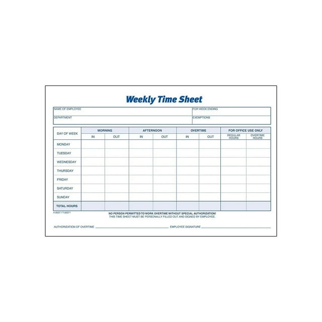 Adams Time Sheets 100/Pad 2 Pads/Pack (ABF 9507ABF) 124495 - Walmart.com