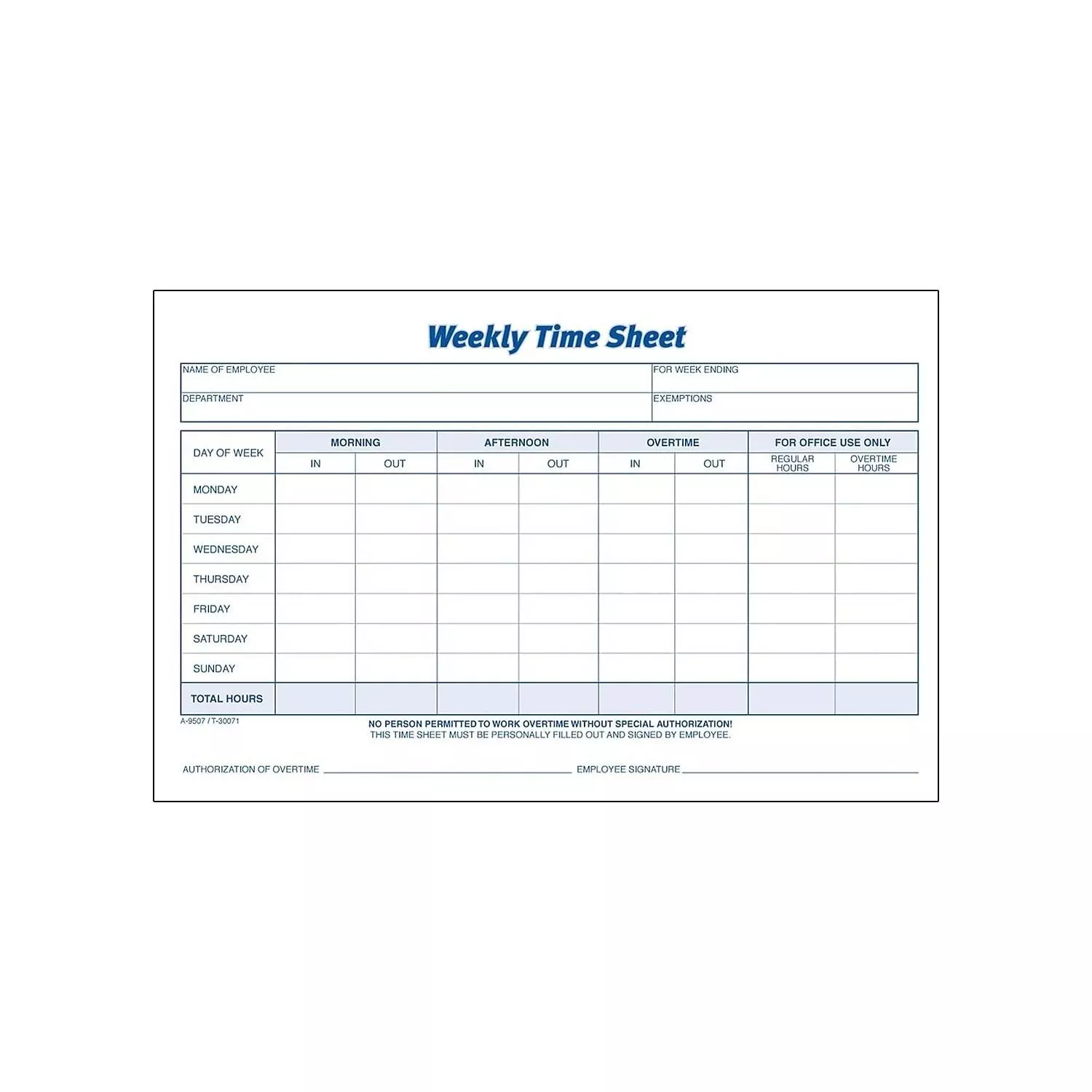 Adams Time Sheets 100/Pad 2 Pads/Pack (ABF 9507ABF) 124495 - Walmart.com