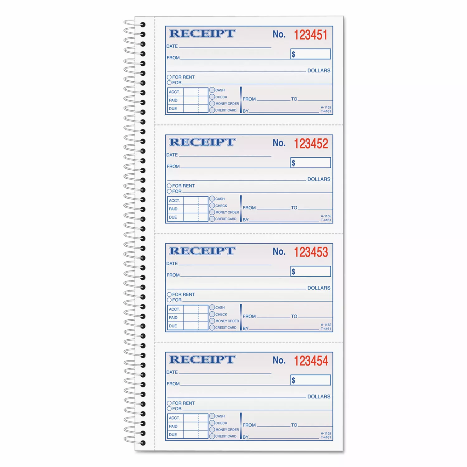 Adams Two-Part Rent Receipt Book 2 3/4 x 4 3/4 Carbonless 200 Forms ...