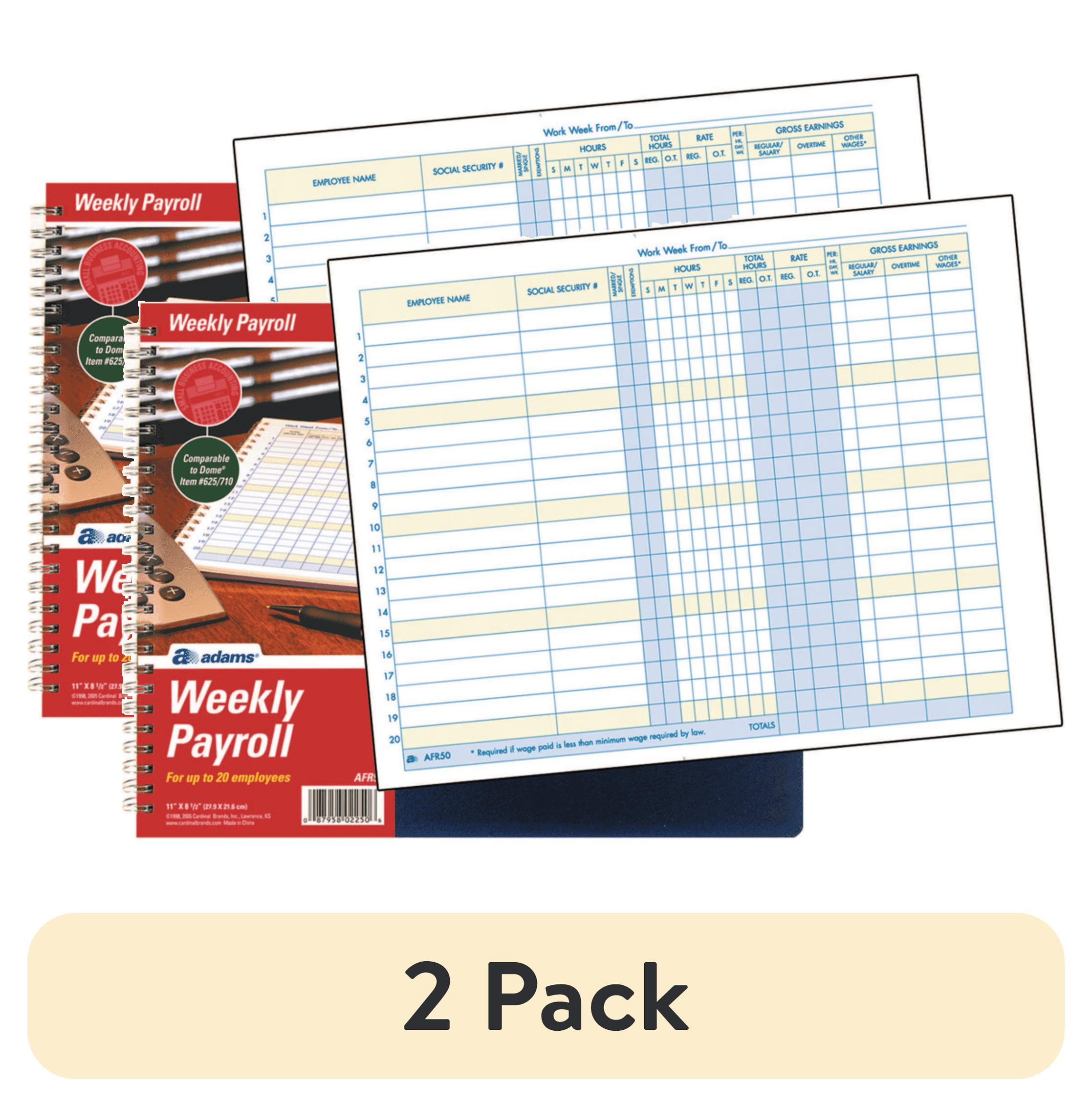 (2 pack) Adams® Weekly Payroll Book, 8 1/2" x 11", Blue - Walmart.com