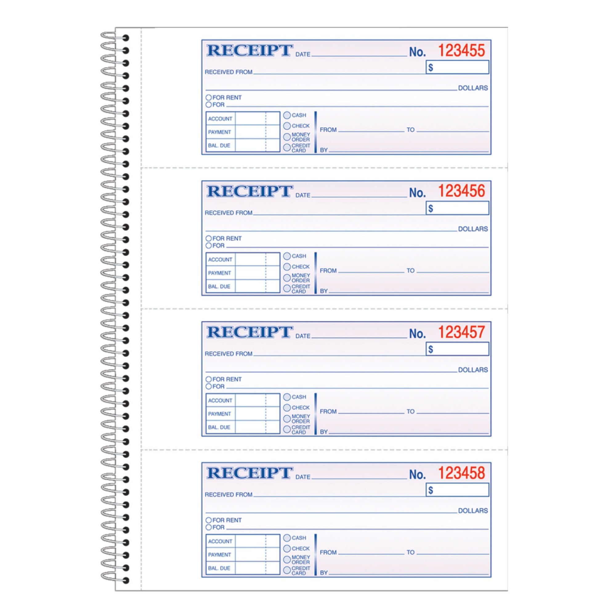 Adams Wirebound Money/Check Receipt Book, Carbon Copy, 200 Count ...